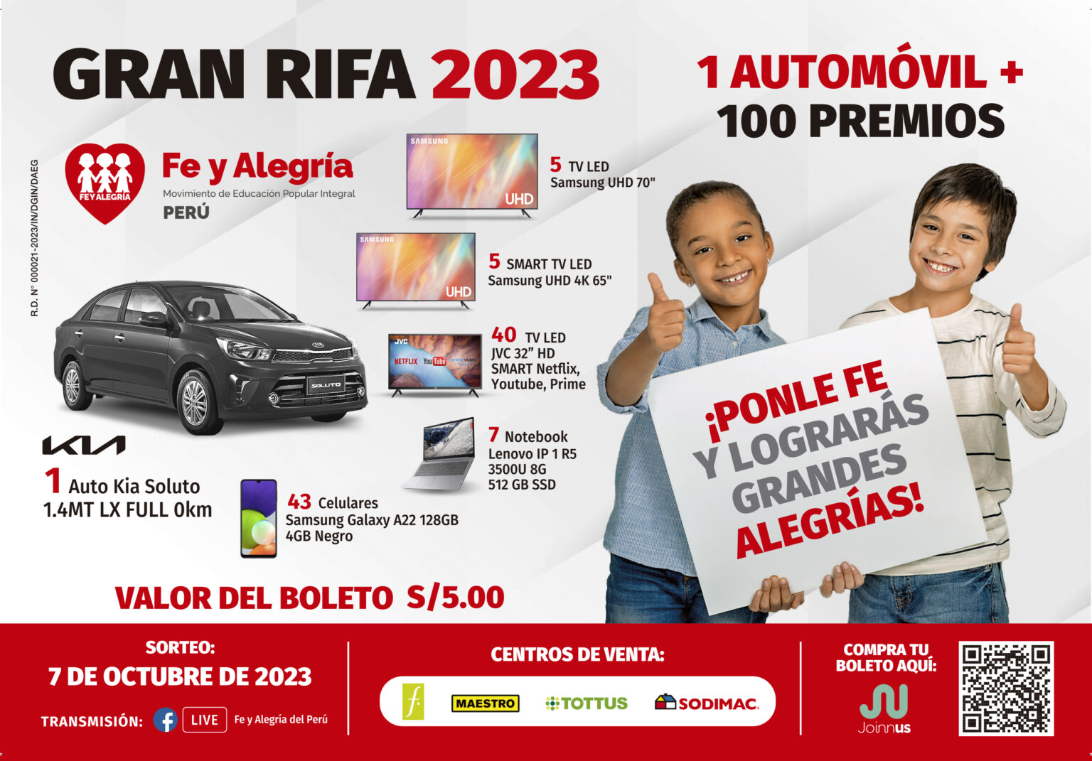 Fe y Alegría inicia la Gran Rifa 2023 “Ponle Fe y Lograrás Grandes Alegrías” – #SomosFeyAlegria ...