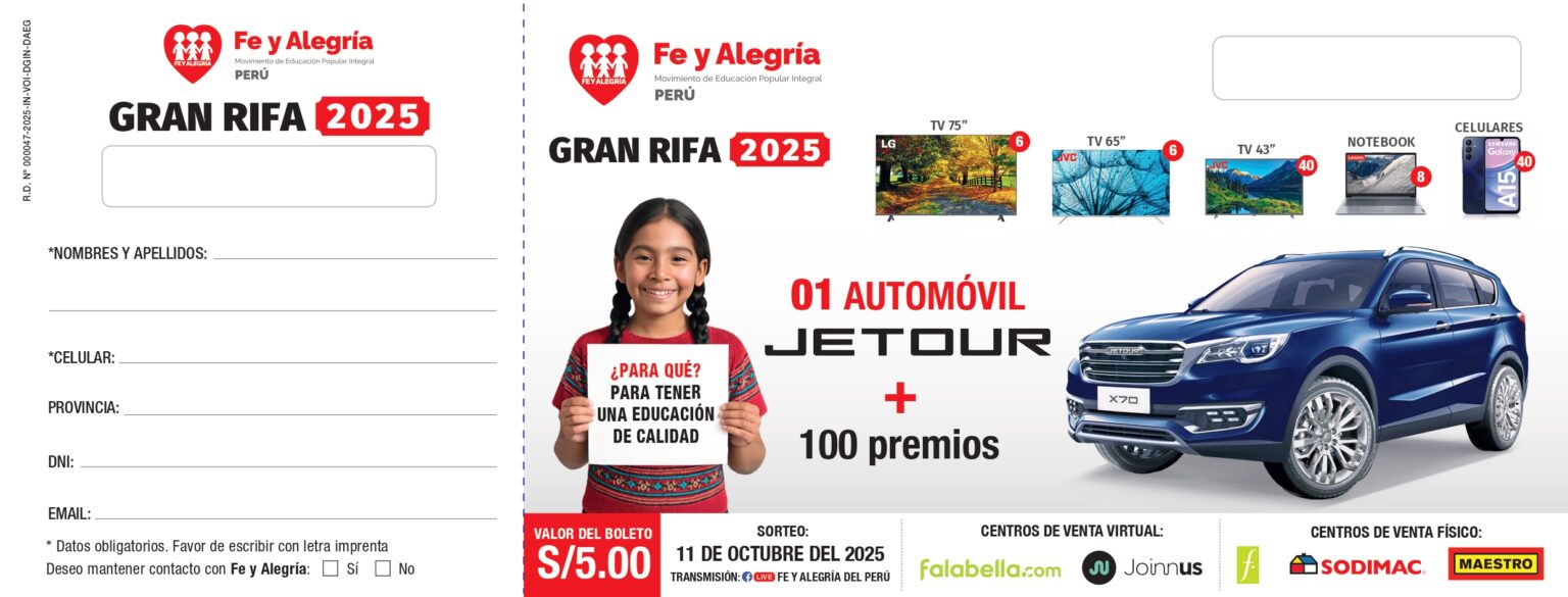 ¡Iniciamos la Gran Rifa 2025! – #SomosFeyAlegria en Perú